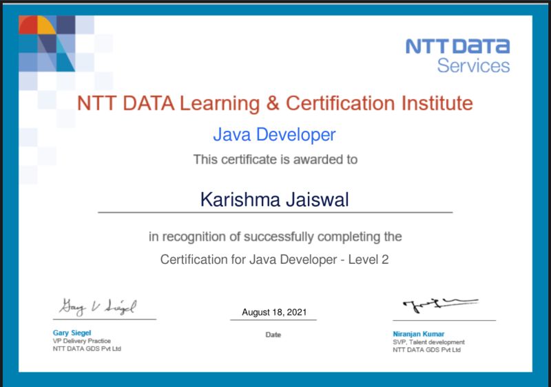 Karishma Jaiswal on LinkedIn: #nttdata #java #developer #nttdataservices Karishma Jaiswal on LinkedIn: #nttdata #java #developer #nttdataservices