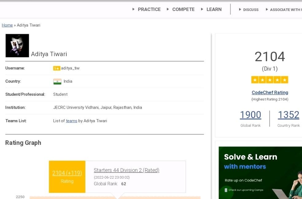 Aditya Tiwari on LinkedIn: #codechef #coding #codechallenge # ... Aditya Tiwari on LinkedIn: #codechef #coding #codechallenge # ...