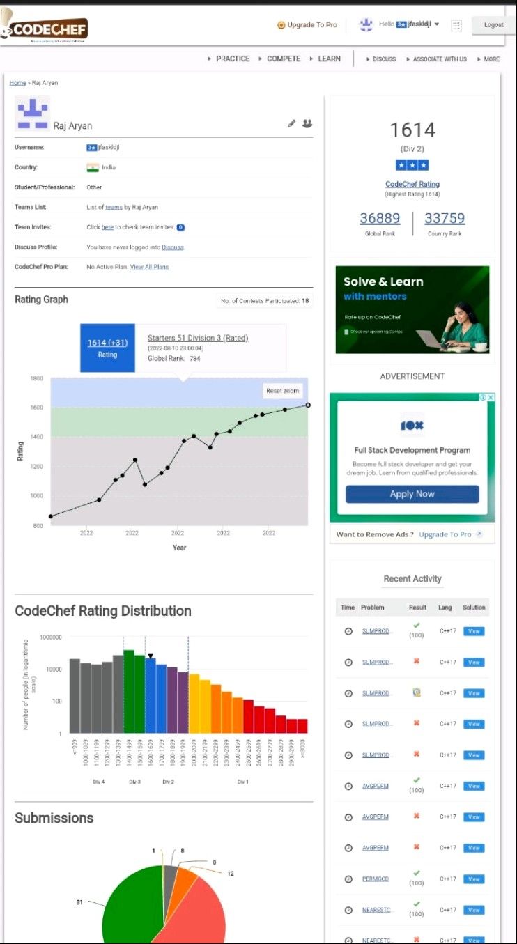 RAJ ARYAN on LinkedIn: #connections #codechef #vit #competitiveprogramming RAJ ARYAN on LinkedIn: #connections #codechef #vit #competitiveprogramming