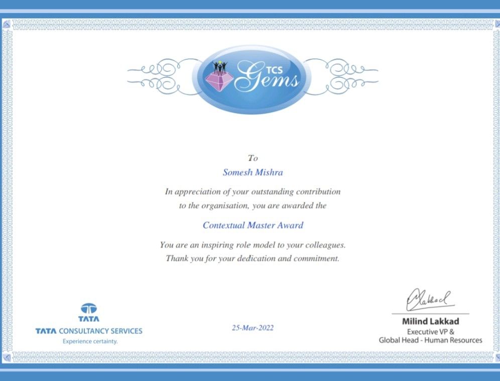 Somesh Mishra on LinkedIn: #contextualmaster #appreciationpost #tcs ... Somesh Mishra on LinkedIn: #contextualmaster #appreciationpost #tcs ...