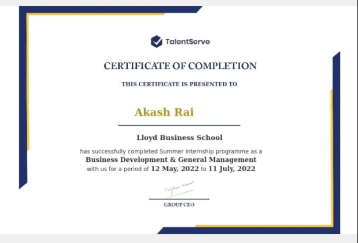 Akash Rai on LinkedIn: Internship certificate (Tallent serve) Akash Rai on LinkedIn: Internship certificate (Tallent serve)