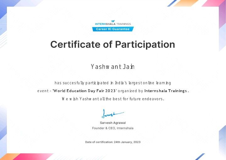 Yashwant Jain on LinkedIn: #share #internshala #education #fair # ... Yashwant Jain on LinkedIn: #share #internshala #education #fair # ...
