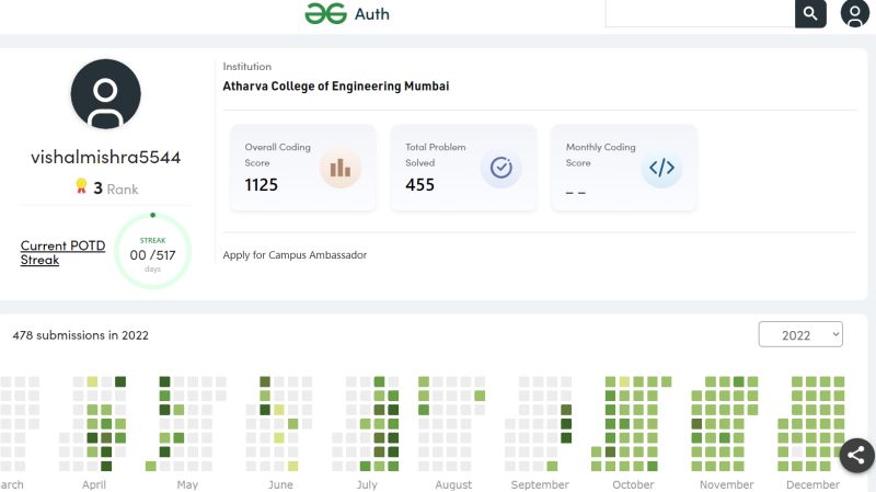 Vishal Mishra on LinkedIn: #gfg #dsa #coding #cpp #programming #goals Vishal Mishra on LinkedIn: #gfg #dsa #coding #cpp #programming #goals