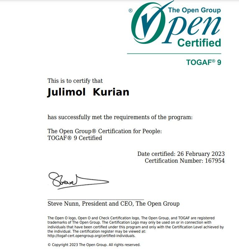 Julimol Kurian TOGAF® on LinkedIn: #capgemini #capgeminiindia # ... Julimol Kurian TOGAF® on LinkedIn: #capgemini #capgeminiindia # ...