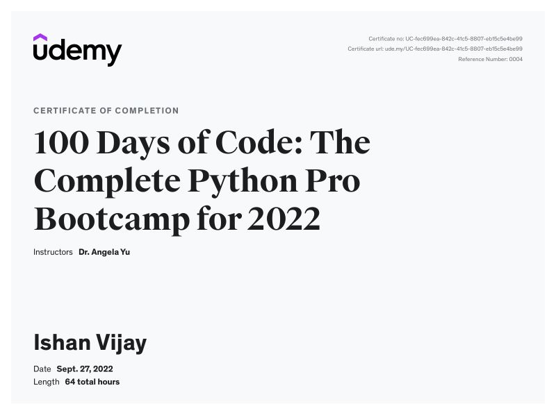 Ishan Vijay on LinkedIn: #python #udemy Ishan Vijay on LinkedIn: #python #udemy