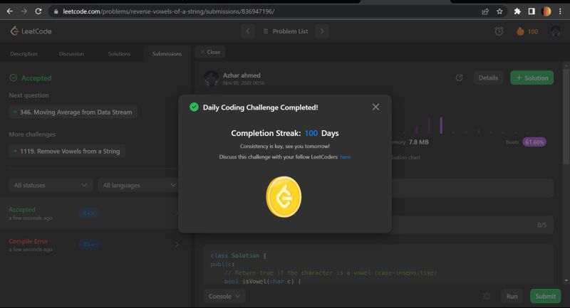 #connections #100daysofcode #leetcode #consistency | Azhar Ahmed #connections #100daysofcode #leetcode #consistency | Azhar Ahmed