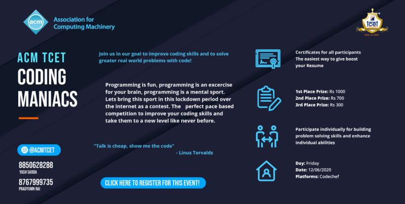 Vishal Mourya on LinkedIn: #codechef #codingchallenge #acm_tcet # ... Vishal Mourya on LinkedIn: #codechef #codingchallenge #acm_tcet # ...