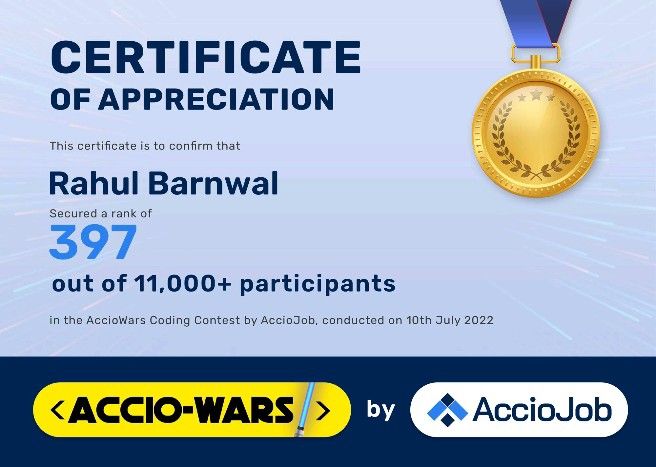 Rahul Barnwal on LinkedIn: #acciowars #coding #dsa #contest | 11 comments Rahul Barnwal on LinkedIn: #acciowars #coding #dsa #contest | 11 comments