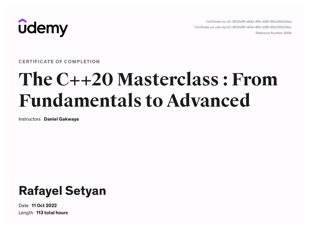 Rafayel Setyan on LinkedIn: #cpp #cplusplus #coding #udemy Rafayel Setyan on LinkedIn: #cpp #cplusplus #coding #udemy