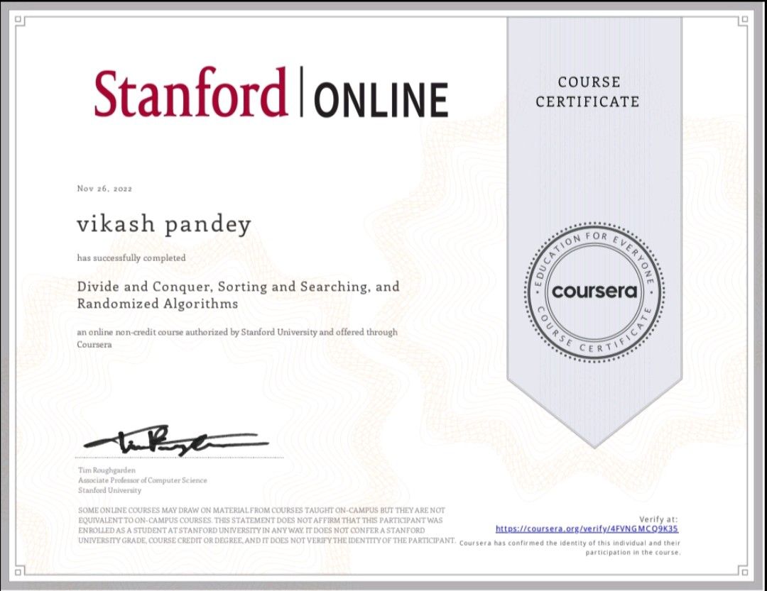 vikash pandey on LinkedIn: #coursera #dsa vikash pandey on LinkedIn: #coursera #dsa