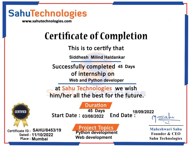 Siddhesh Haldankar on LinkedIn: #sahutechnologies #pythondevelopment # ... Siddhesh Haldankar on LinkedIn: #sahutechnologies #pythondevelopment # ...