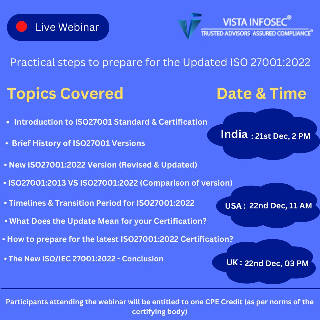 #cybersecurity #infosec #iso27001 #iso27001certification | VISTA InfoSec #cybersecurity #infosec #iso27001 #iso27001certification | VISTA InfoSec