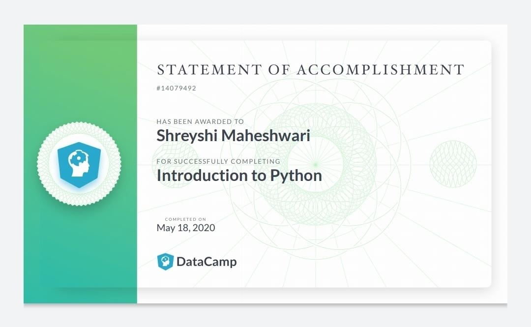 Shreyshi Maheshwari on LinkedIn: #datacamp #weekendlearning # ... Shreyshi Maheshwari on LinkedIn: #datacamp #weekendlearning # ...