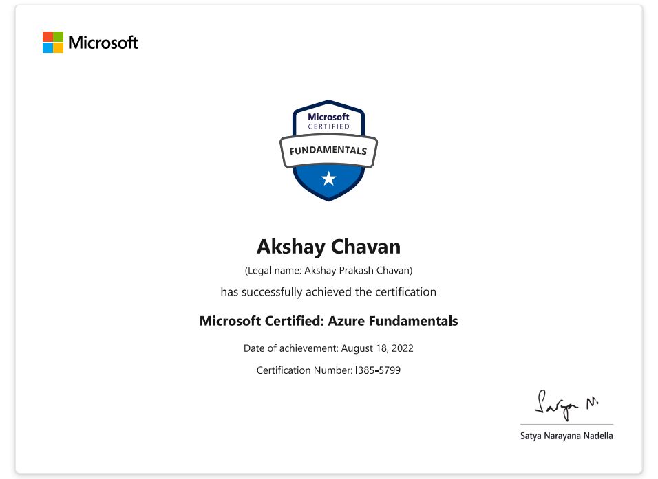 Akshay Chavan on LinkedIn: Completed Azure AZ-900 Akshay Chavan on LinkedIn: Completed Azure AZ-900