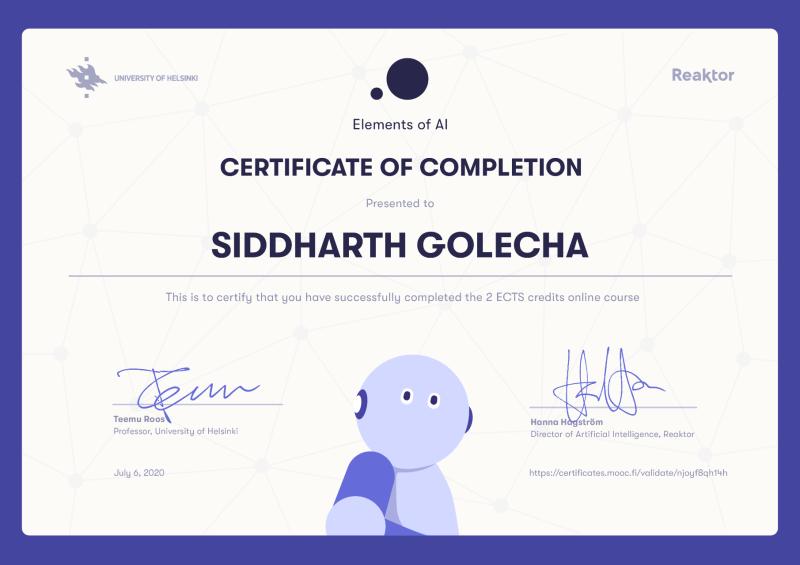 Siddharth Golecha on LinkedIn: #elementsofai #aichallenge #ai # ... Siddharth Golecha on LinkedIn: #elementsofai #aichallenge #ai # ...