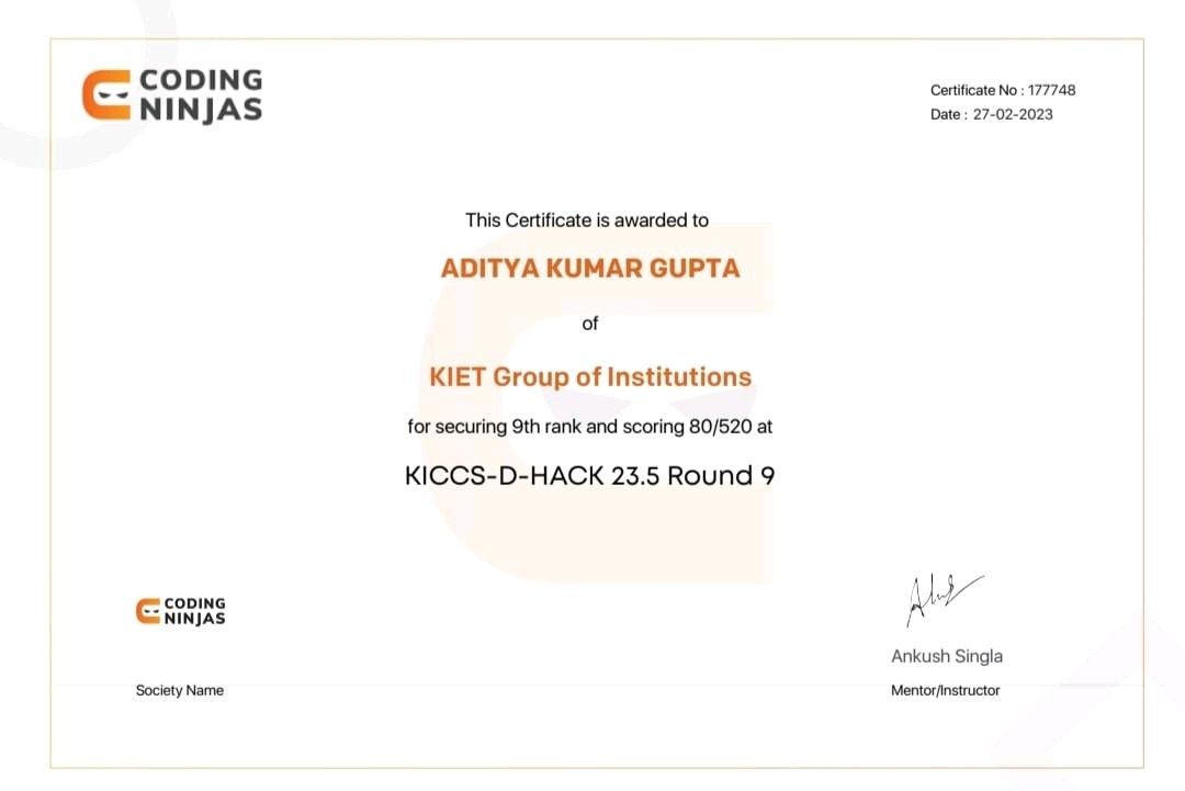 Aditya Kumar Gupta on LinkedIn: #kiet #codingninjas #kietian # ... Aditya Kumar Gupta on LinkedIn: #kiet #codingninjas #kietian # ...