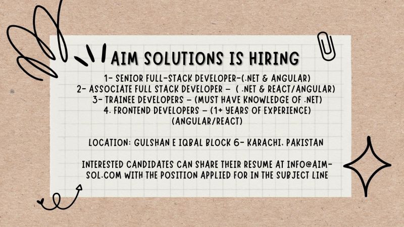 Aim Solutions on LinkedIn: #hiring #aspdotnet #aspdotnetcore # ... Aim Solutions on LinkedIn: #hiring #aspdotnet #aspdotnetcore # ...
