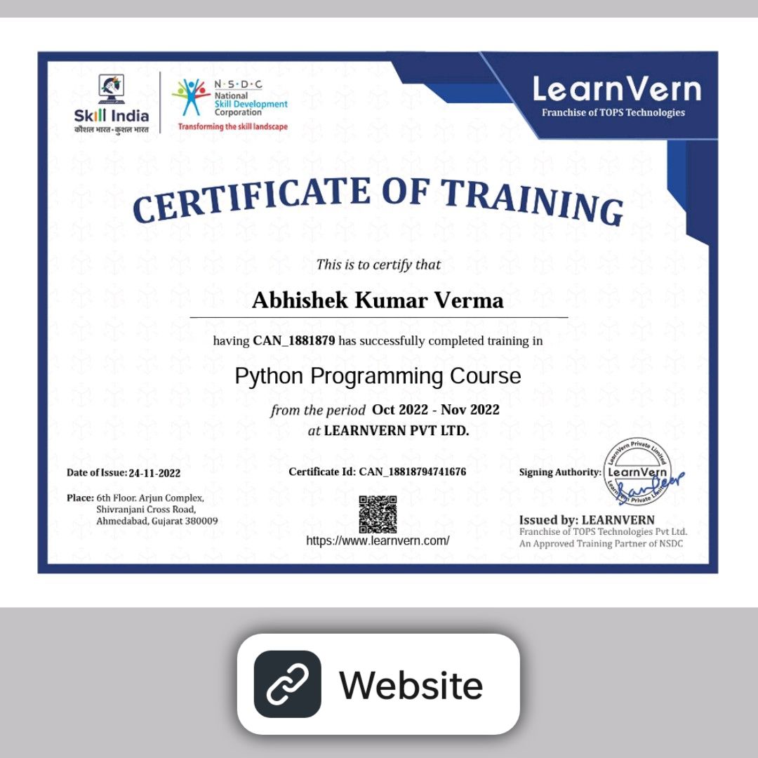 Abhishek Verma on LinkedIn: #thankyou #python #pythonprogramming Abhishek Verma on LinkedIn: #thankyou #python #pythonprogramming