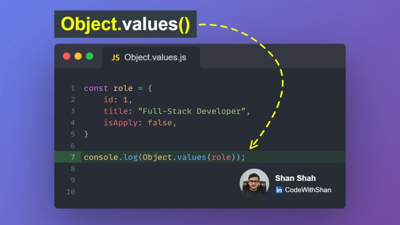 Shan Asif on LinkedIn: JavaScript Tip ⚡ Object.values() method 🔥 It ... Shan Asif on LinkedIn: JavaScript Tip ⚡ Object.values() method 🔥 It ...