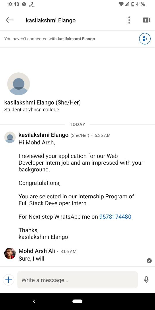 Mohd Arsh Ali on LinkedIn: An internship post was recommended to me by ... Mohd Arsh Ali on LinkedIn: An internship post was recommended to me by ...