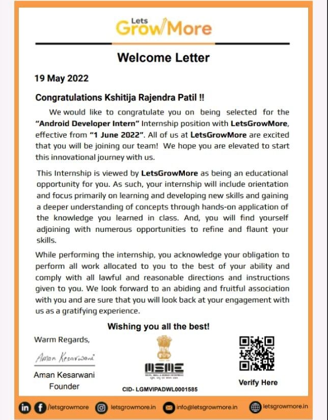 Kshitija Patil on LinkedIn: #intern #opportunity #android #share #developer Kshitija Patil on LinkedIn: #intern #opportunity #android #share #developer