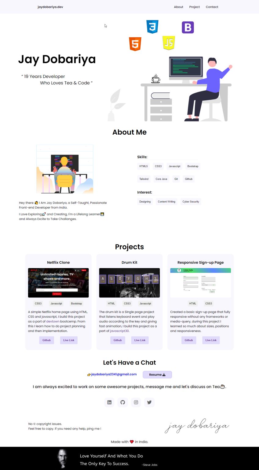 Jay Dobariya on LinkedIn: #html #css #javascript #portfoliowebsite # ... Jay Dobariya on LinkedIn: #html #css #javascript #portfoliowebsite # ...