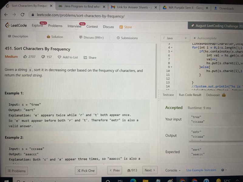 Shivam Chib on LinkedIn: Solved Leetcode451. Shivam Chib on LinkedIn: Solved Leetcode451.