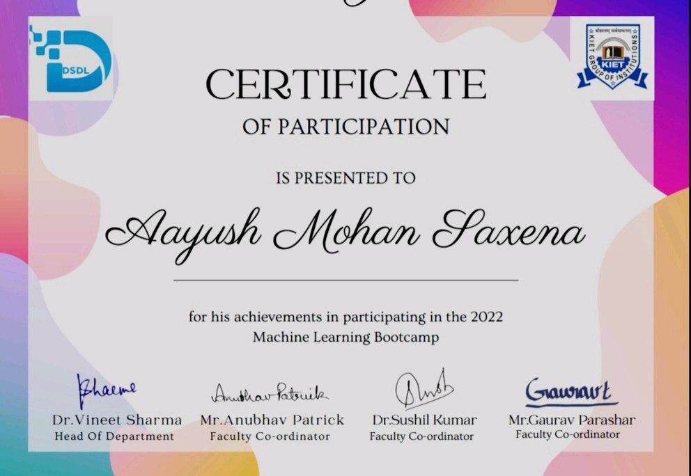 Aayush Mohan Saxena on LinkedIn: #dsdl #kiet Aayush Mohan Saxena on LinkedIn: #dsdl #kiet