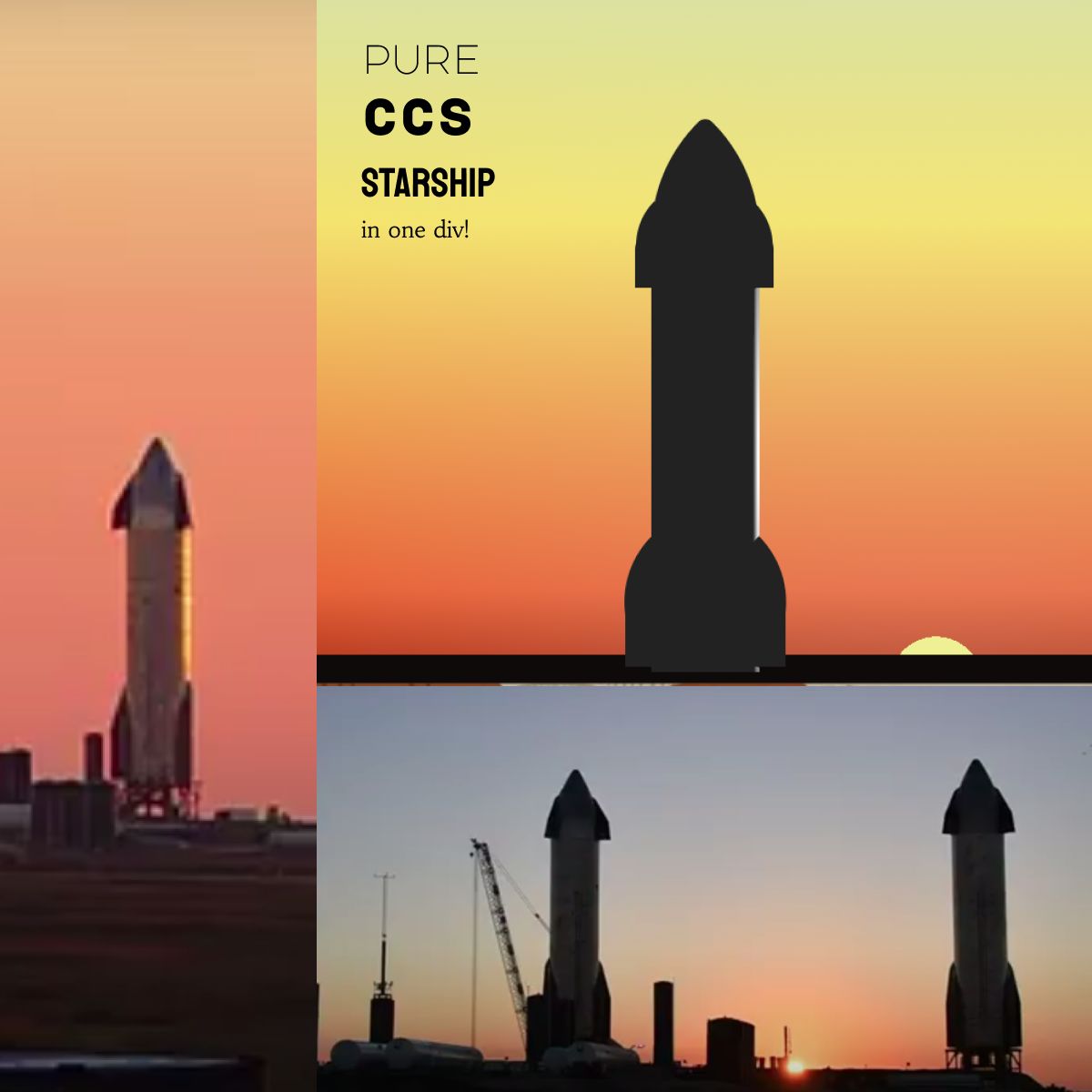 Emilia C. on LinkedIn: #css #purecss #codeart #starship #spacex #onediv ... Emilia C. on LinkedIn: #css #purecss #codeart #starship #spacex #onediv ...