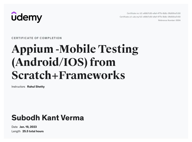 Subodh kant Verma on LinkedIn: #appium #udemy #learning #ttn # ... Subodh kant Verma on LinkedIn: #appium #udemy #learning #ttn # ...