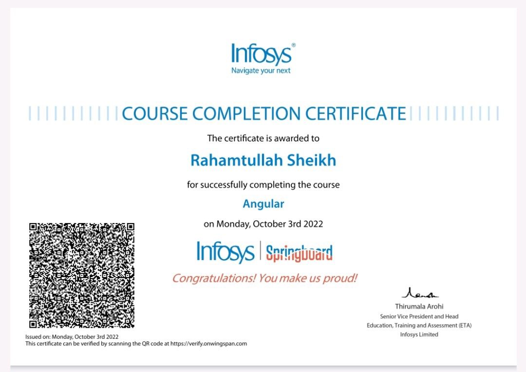 Rahamtullah Sheikh on LinkedIn: #infosys #infosysspringboard #angular # ... Rahamtullah Sheikh on LinkedIn: #infosys #infosysspringboard #angular # ...