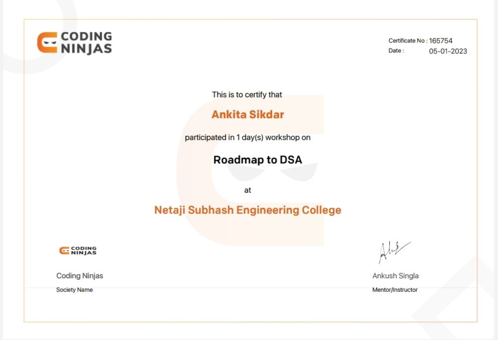 Ankita Sikdar on LinkedIn: #dsa #coding #codingninjas Ankita Sikdar on LinkedIn: #dsa #coding #codingninjas