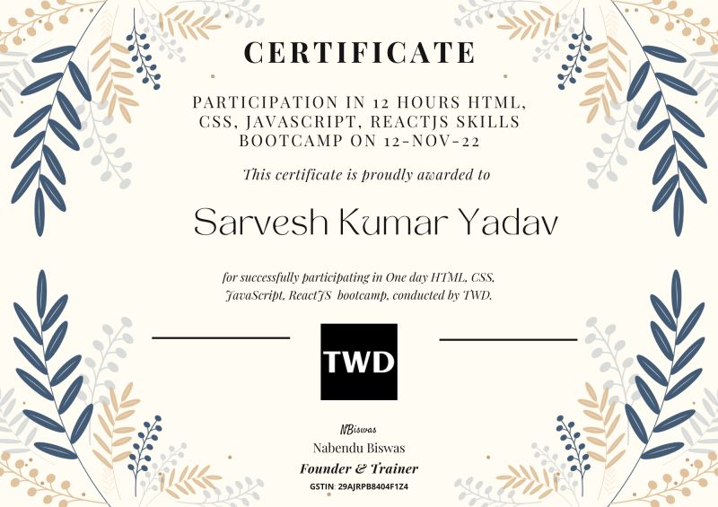 Sarvesh Kumar Yadav on LinkedIn: #coding #twd #css #html #reactjs # ... Sarvesh Kumar Yadav on LinkedIn: #coding #twd #css #html #reactjs # ...