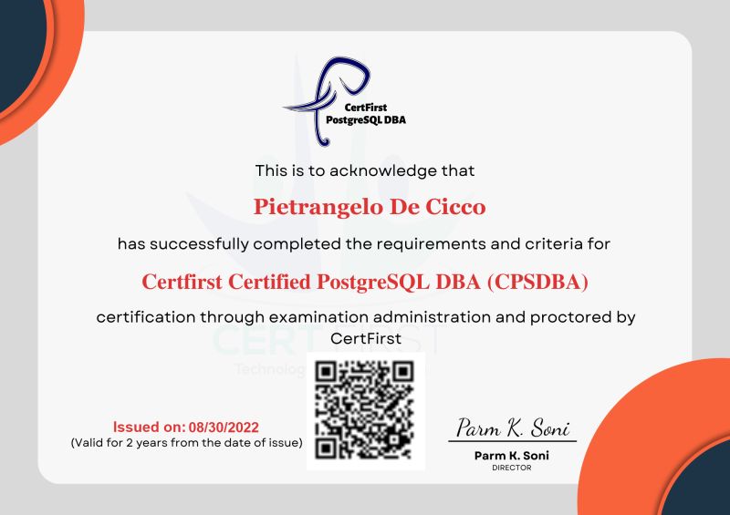 Pietrangelo DeCicco on LinkedIn: #postgresql #cpsdba #postgresqlcert Pietrangelo DeCicco on LinkedIn: #postgresql #cpsdba #postgresqlcert