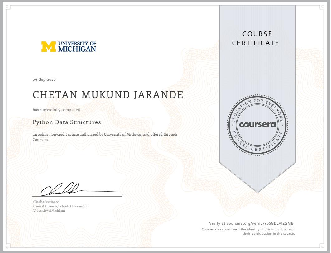 CHETAN JARANDE on LinkedIn: #python #datastructures #coursera # ... CHETAN JARANDE on LinkedIn: #python #datastructures #coursera # ...