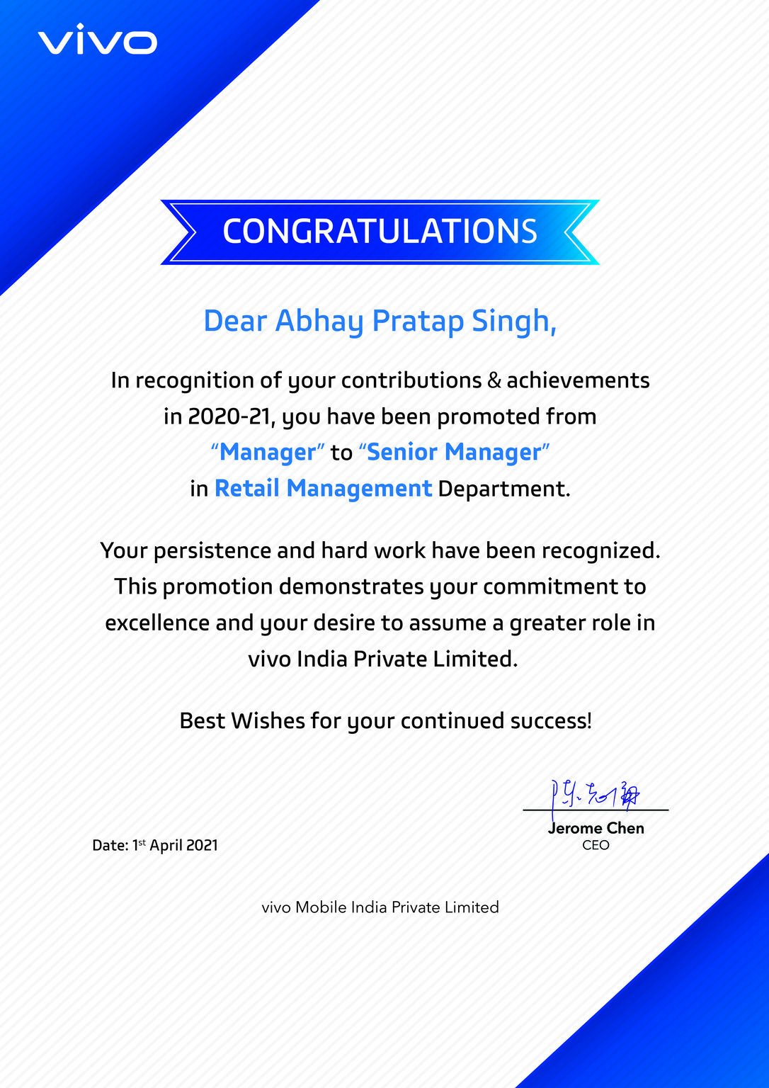 Abhay Pratap Singh Chauhan on LinkedIn: A moment to rejoice for me ... Abhay Pratap Singh Chauhan on LinkedIn: A moment to rejoice for me ...