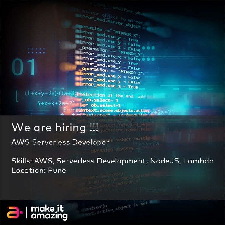 Priya Indoria on LinkedIn: #amdocs #hiring #aws #serverless #nodejs # ... Priya Indoria on LinkedIn: #amdocs #hiring #aws #serverless #nodejs # ...