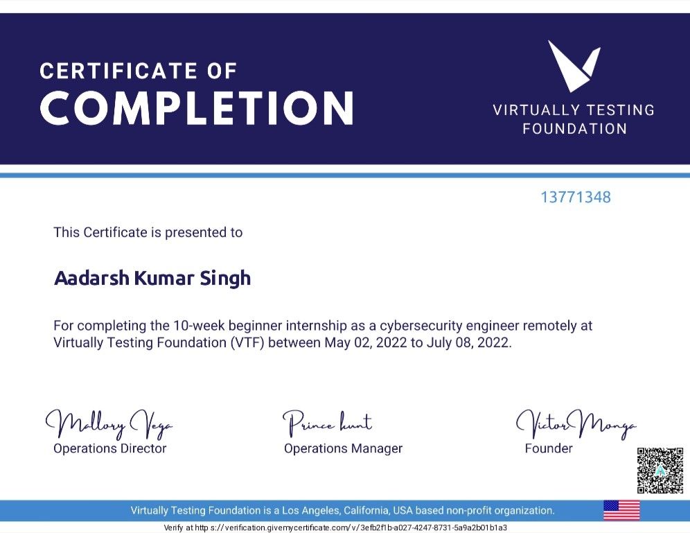 Aadarsh Kumar Singh on LinkedIn: #vtfoundation #internship #vtf | 13 ... Aadarsh Kumar Singh on LinkedIn: #vtfoundation #internship #vtf | 13 ...