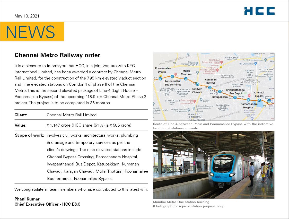 Hindustan Construction Company on LinkedIn: HCC-KEC JV wins Rs. 1,147 ... Hindustan Construction Company on LinkedIn: HCC-KEC JV wins Rs. 1,147 ...