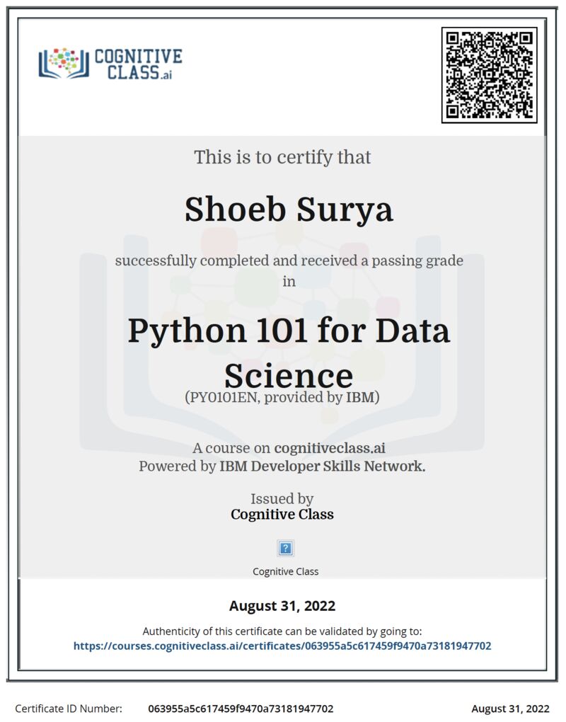 Shoeb Surya on LinkedIn: #pythonprogramming #python #certification Shoeb Surya on LinkedIn: #pythonprogramming #python #certification
