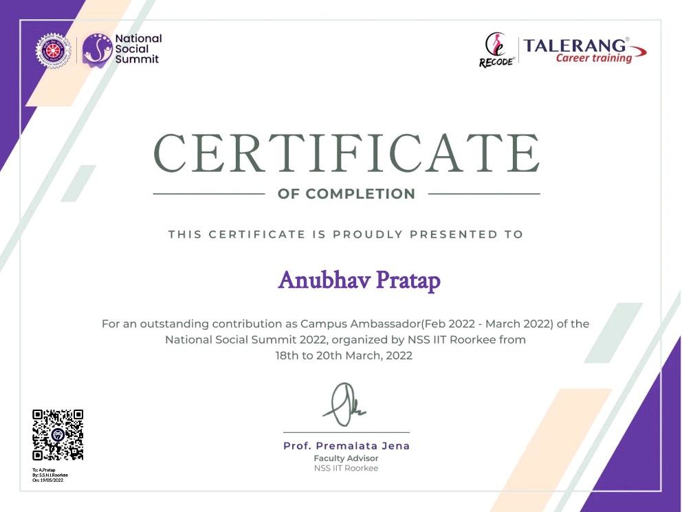 Anubhav Pratap on LinkedIn: #internship #nationalsocialsummit #iitroorkee Anubhav Pratap on LinkedIn: #internship #nationalsocialsummit #iitroorkee