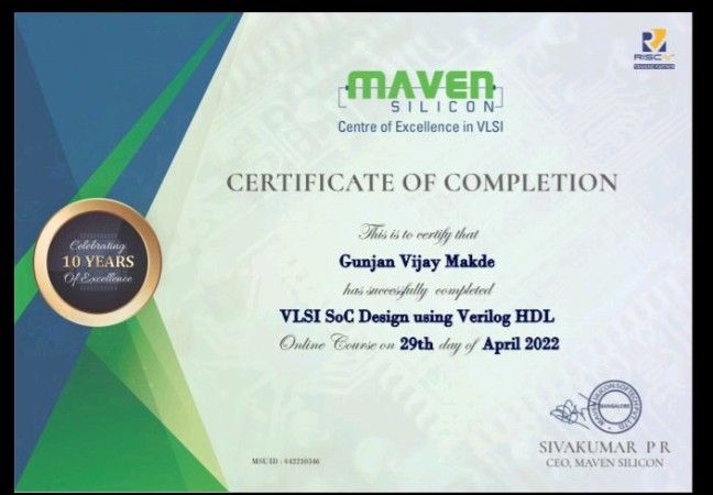 GUNJAN MAKDE on LinkedIn: Completed the Certification Course on VLSI ... GUNJAN MAKDE on LinkedIn: Completed the Certification Course on VLSI ...