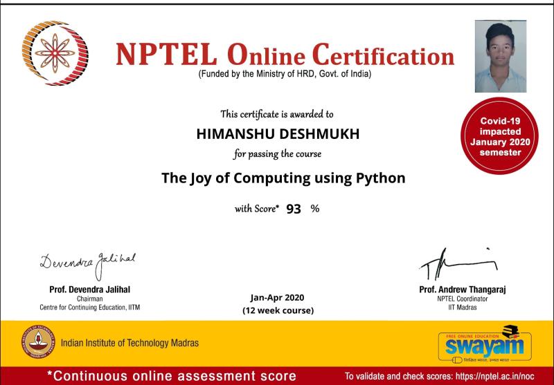 #pythonprogramming #nptel | Himanshu Deshmukh #pythonprogramming #nptel | Himanshu Deshmukh