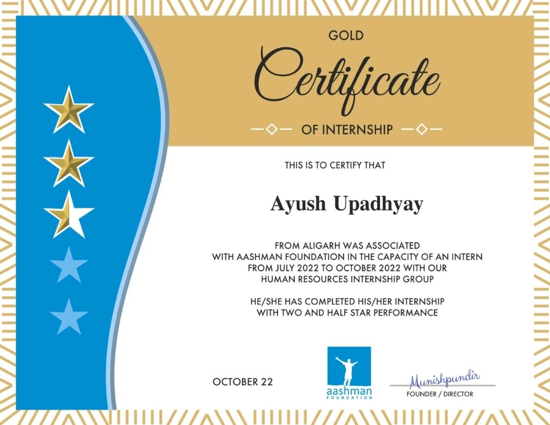 Ayush Upadhyay on LinkedIn: My 3 months of HR Internship Certificate Ayush Upadhyay on LinkedIn: My 3 months of HR Internship Certificate