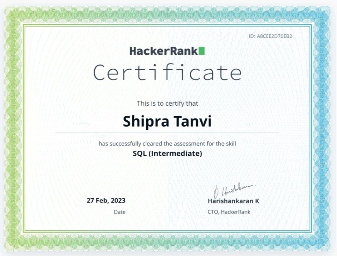 Shipra Tanvi on LinkedIn: #hackerrank #sql Shipra Tanvi on LinkedIn: #hackerrank #sql