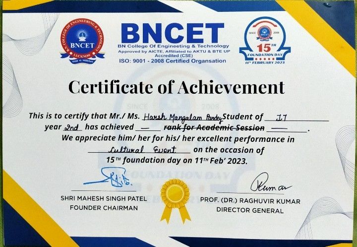 HARSH MANGALAM PANDEY on LinkedIn: BN College of engineering and ... HARSH MANGALAM PANDEY on LinkedIn: BN College of engineering and ...