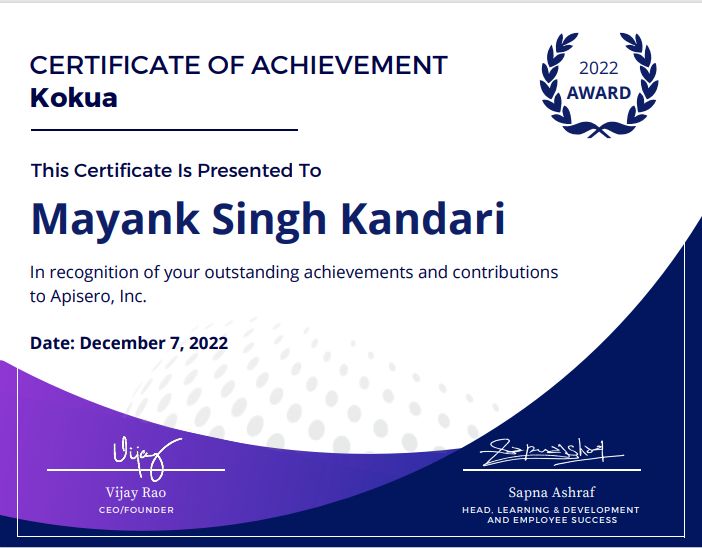Mayank Singh Kandari on LinkedIn: #achievement #apisero | 36 comments Mayank Singh Kandari on LinkedIn: #achievement #apisero | 36 comments