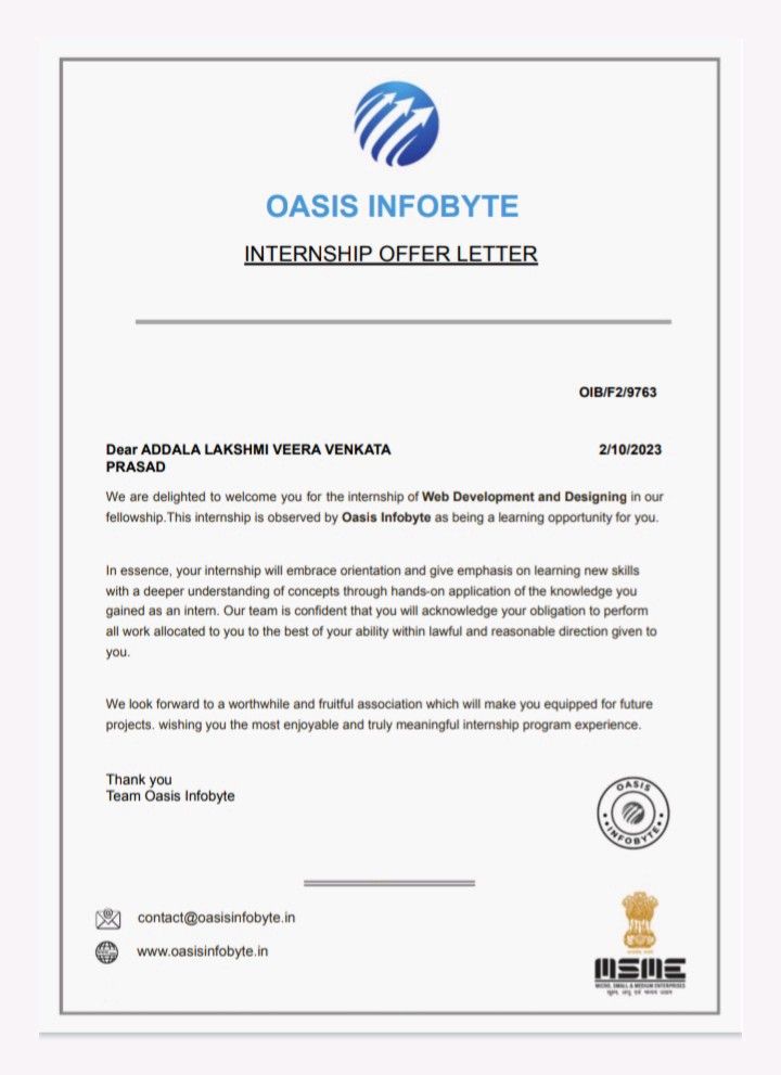 Prasad Addala on LinkedIn: #webdevelopment #oasisinfobyte Prasad Addala on LinkedIn: #webdevelopment #oasisinfobyte