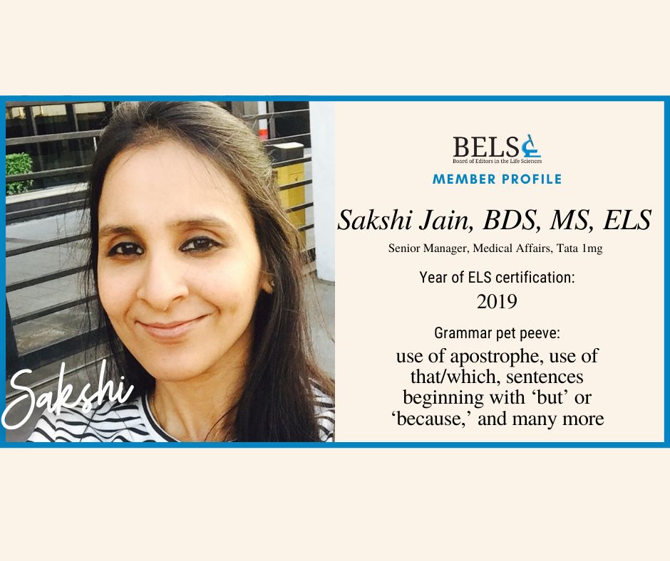 Dr. Sakshi Jain, MS, ELS on LinkedIn: Proud to be BELS certified!! Dr. Sakshi Jain, MS, ELS on LinkedIn: Proud to be BELS certified!!