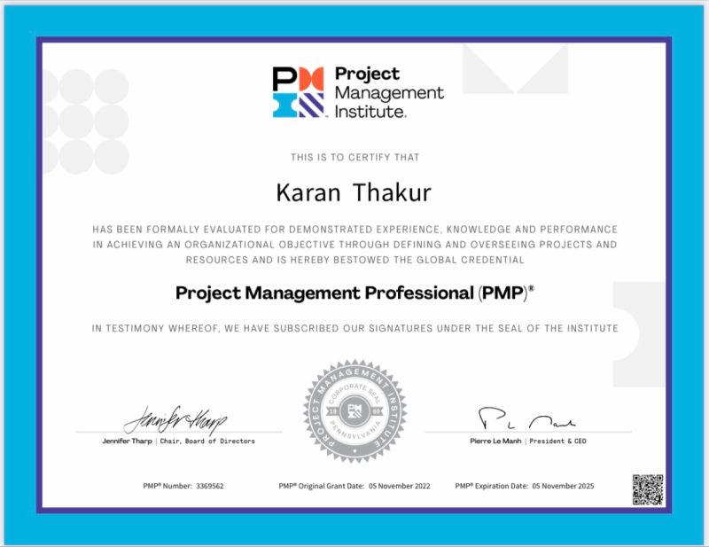 Karan Thakur,PMP®,PSM Cerf on LinkedIn: #ashishparanjpe #pmpcertified # ... Karan Thakur,PMP®,PSM Cerf on LinkedIn: #ashishparanjpe #pmpcertified # ...